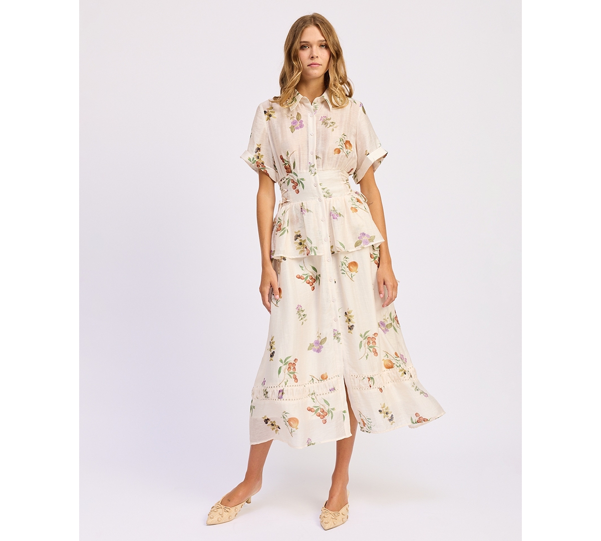 Click here for En Saison Womens Tusla Collared Midi Dress - Ivory... prices