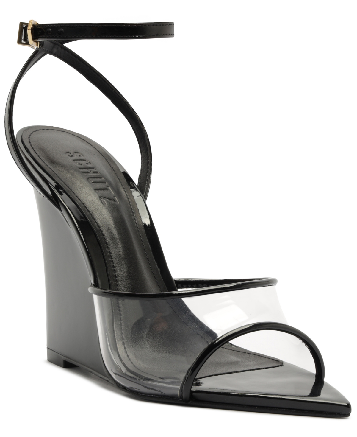 Click here for Schutz Womens Elodie Vinyl Pointed Toe Wedge Sanda... prices