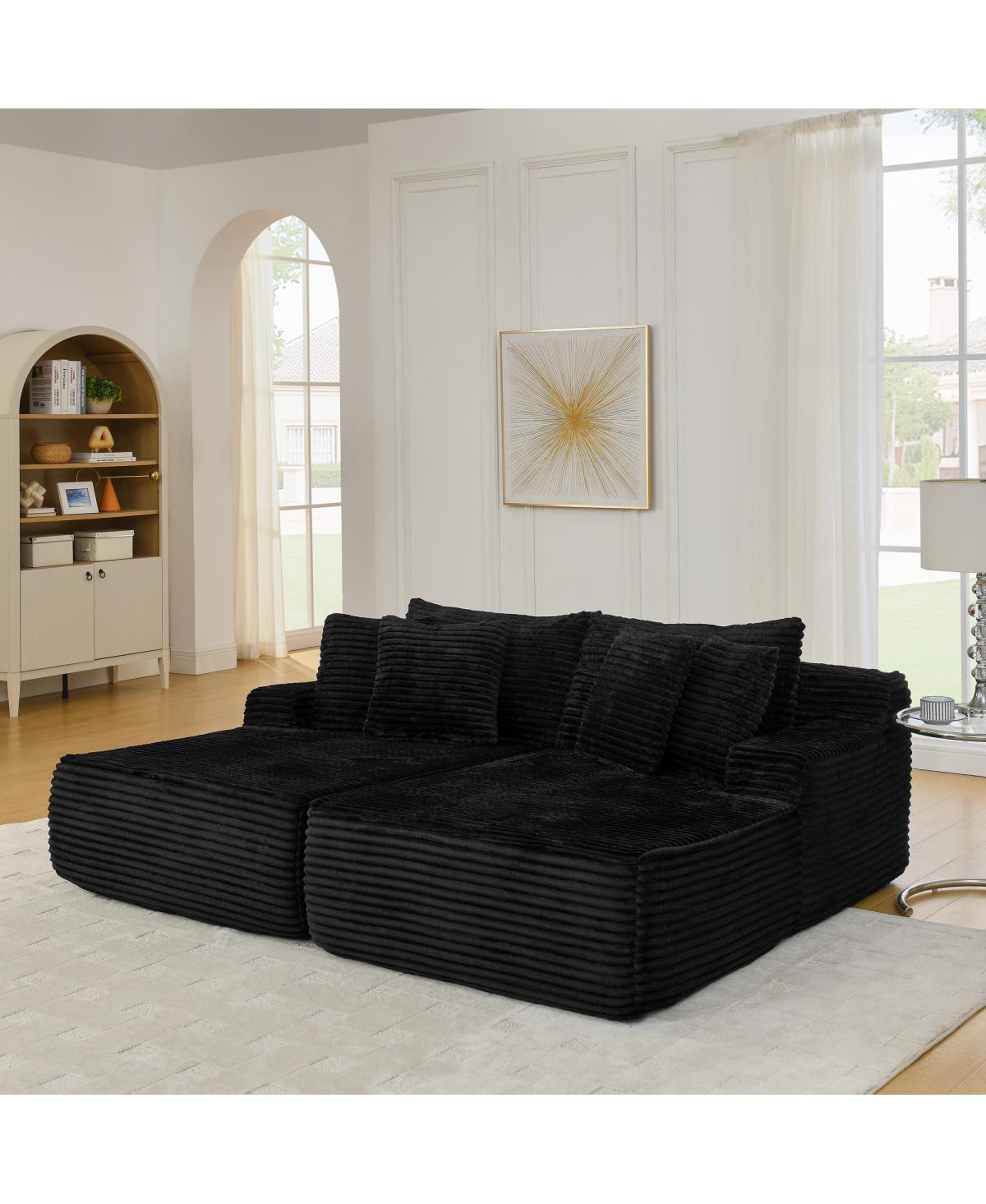 Click here for Streamdale Furniture Black velvet two-seater lazy... prices