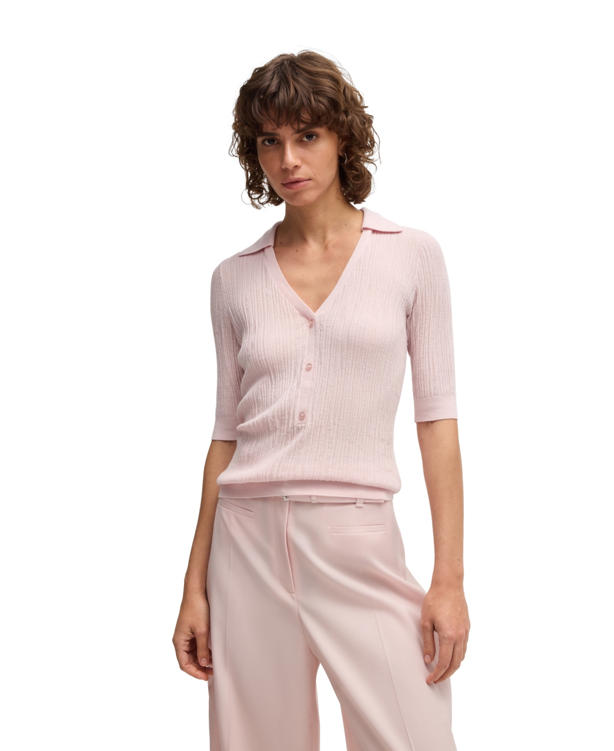 Click here for Boss by Hugo Boss Womens Buttoned Placket Knit Col... prices