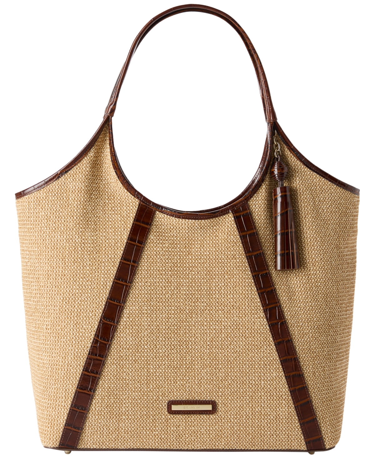 Click here for Brahmin Iona Raffia Extra Large Leather Tote Bag -... prices