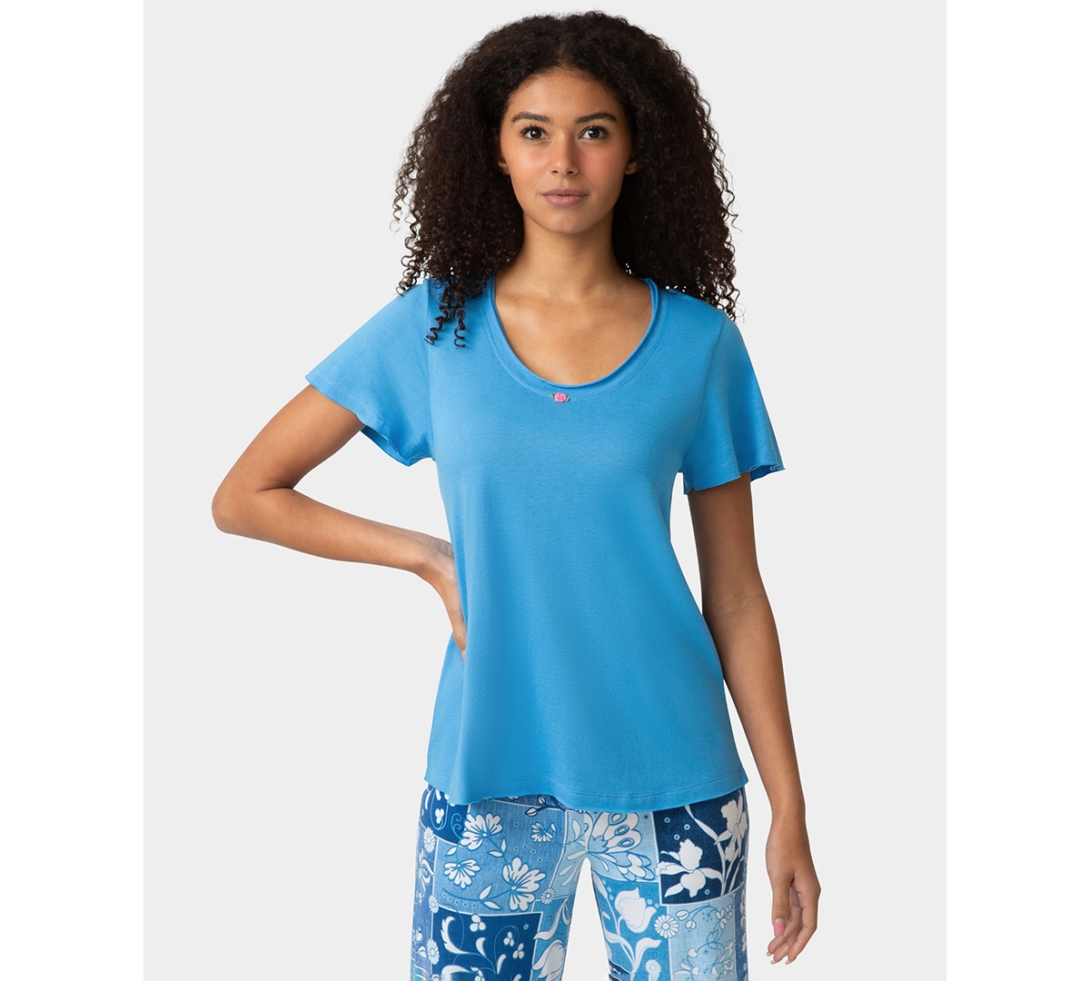 Click here for Hue Womens Short-Sleeve Rosette Sleep T-Shirt - Az... prices