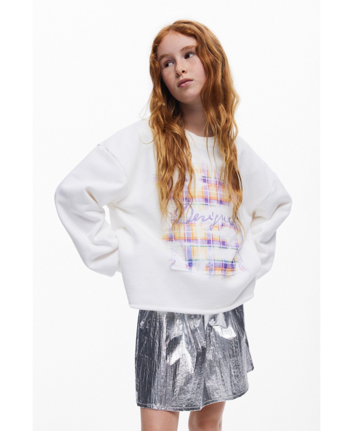 Click here for Desigual Girls Girlss Embroidered sweatshirt - Whi... prices