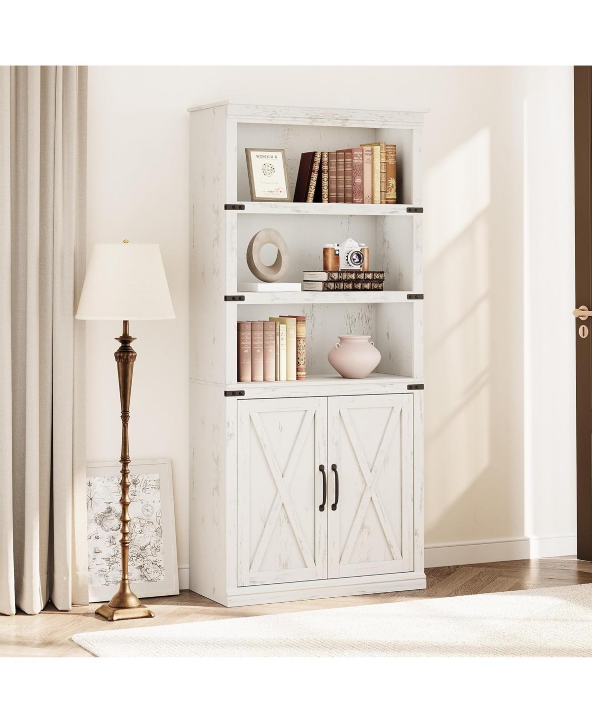 Click here for gaomon Farmhouse Bookcase with Doors  5-Tier 70&#x... prices