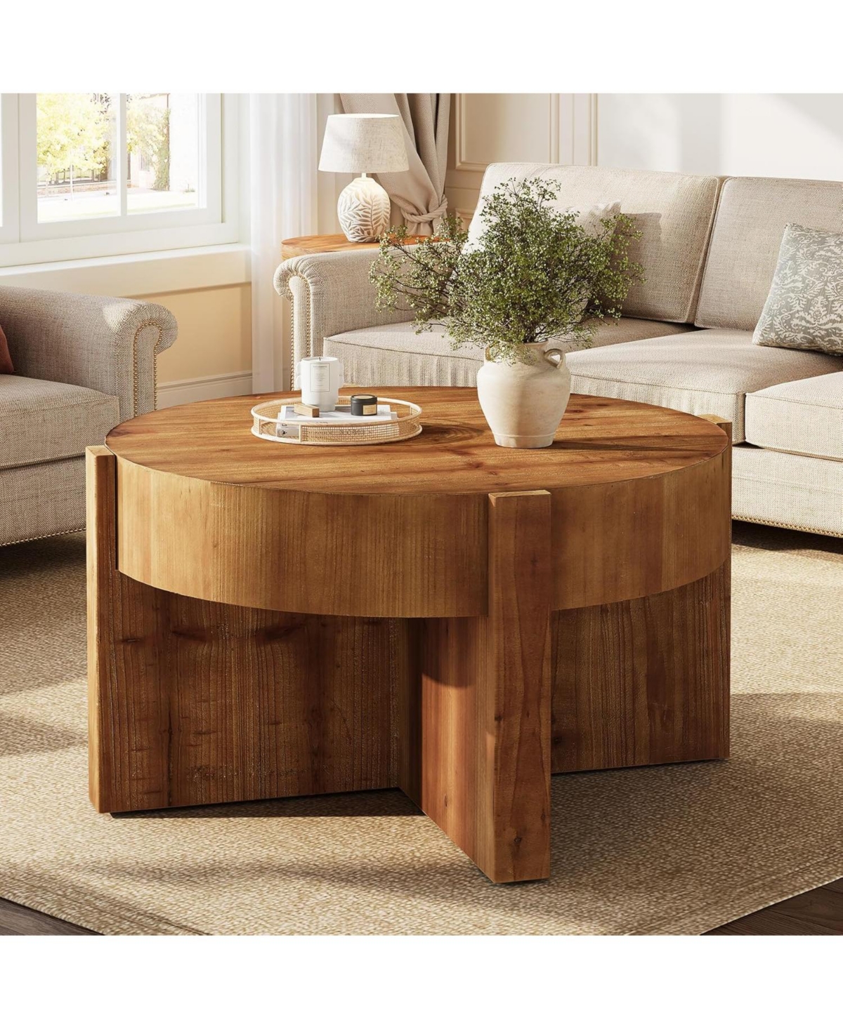 Click here for Tribesigns Round Solid Wood Coffee Table  31.5... prices