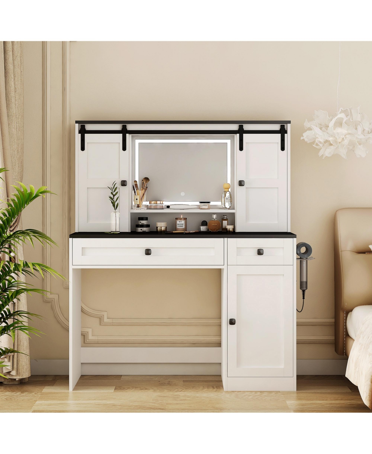 Click here for Cesicia 43 in. Farmhouse Dressing Table with Light... prices