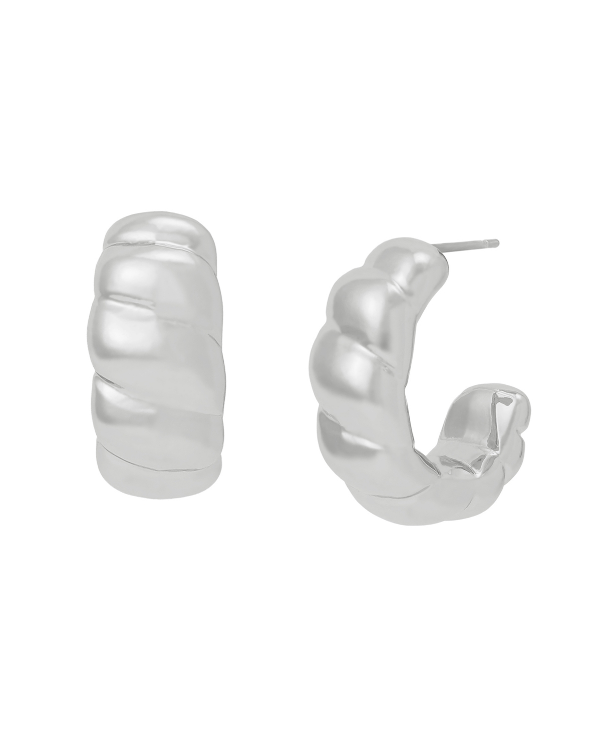 Click here for Steve Madden Vintage Textured Hoop Earrings - Rhod... prices