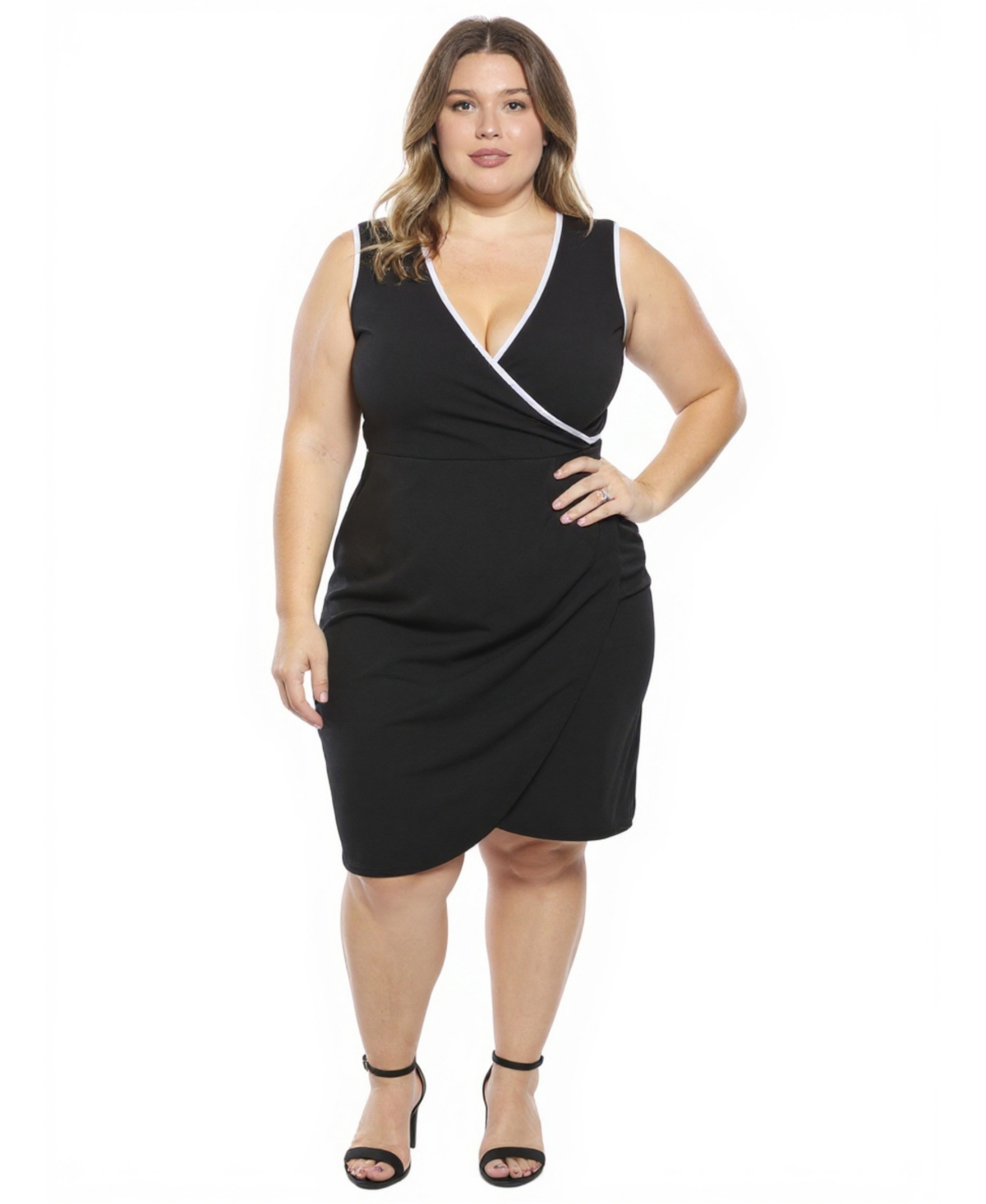 Click here for 24seven Comfort Apparel Plus Size Faux Wrap Tulip... prices