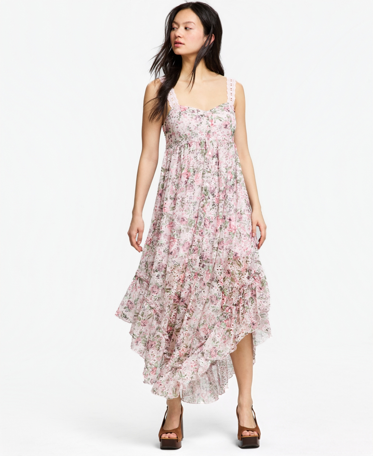Click here for And Now This Womens Asymmetrical Chiffon Eyelet Ma... prices