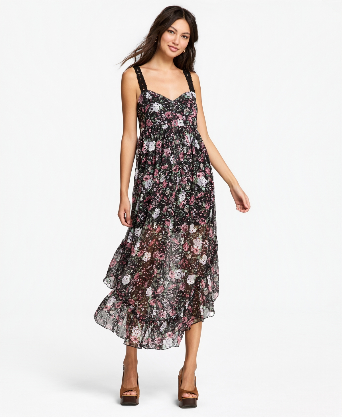 Click here for And Now This Womens Asymmetrical Chiffon Eyelet Ma... prices