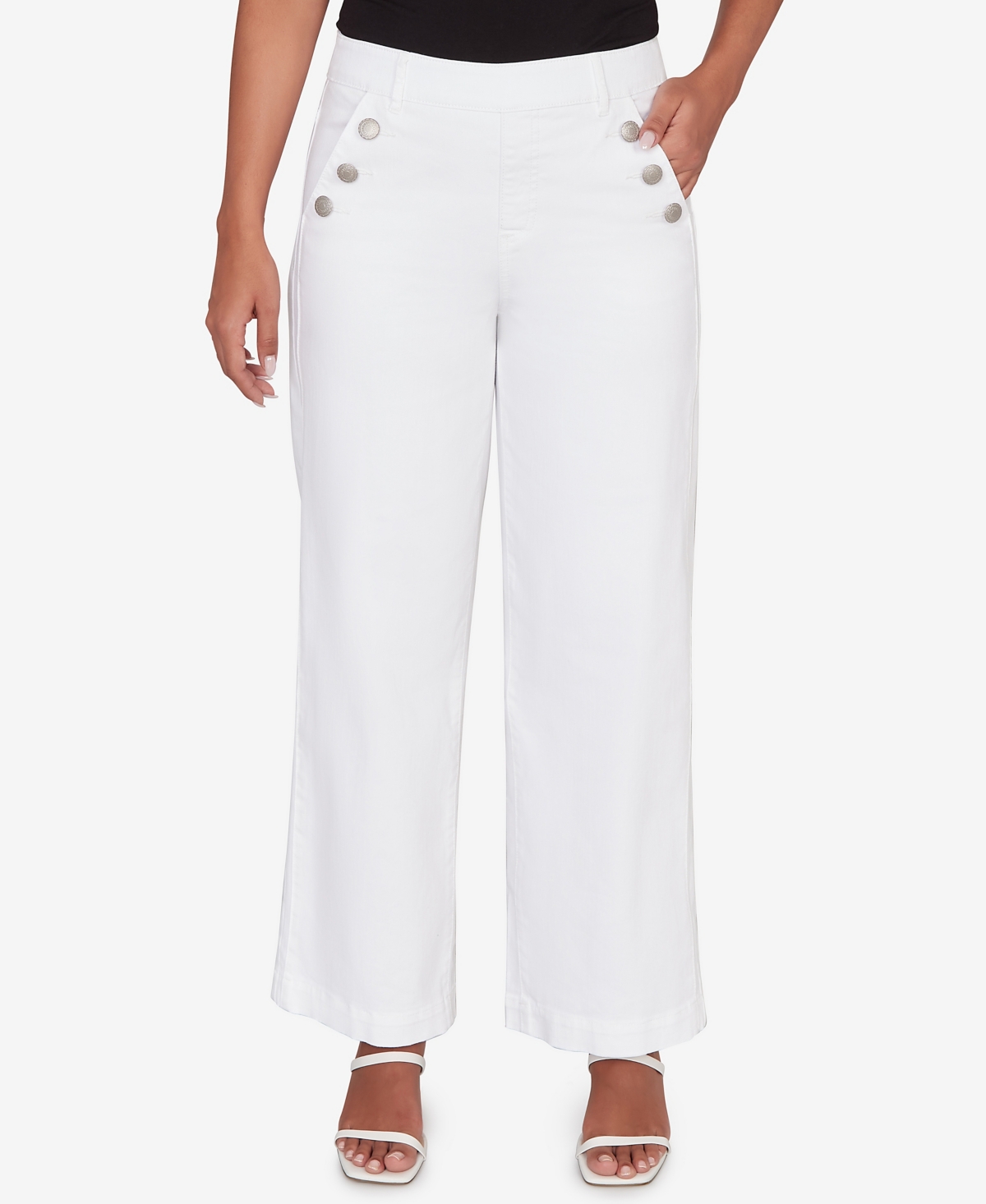 Click here for Ruby Rd. Petite Wide Leg Pull On White Sailor Jean... prices