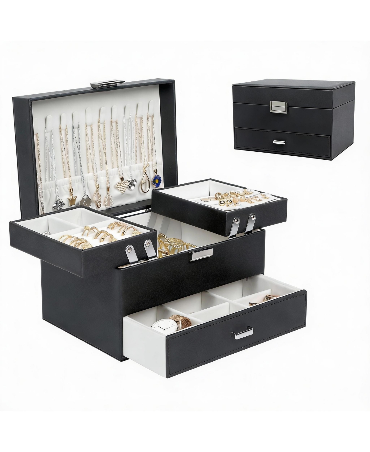 Click here for Yigii 3-Layer Jewelry Organizer Box for Women - La... prices