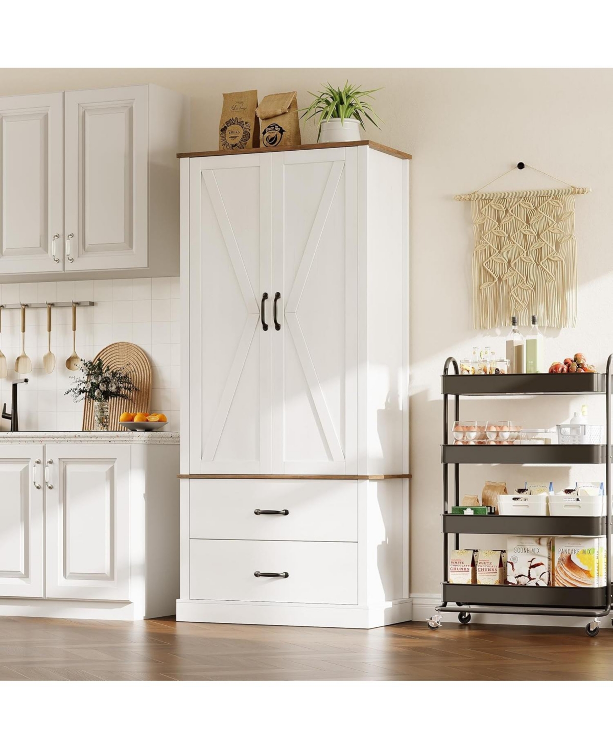 Click here for gaomon Kitchen Pantry Cabinet with 2 Drawers  Farm... prices