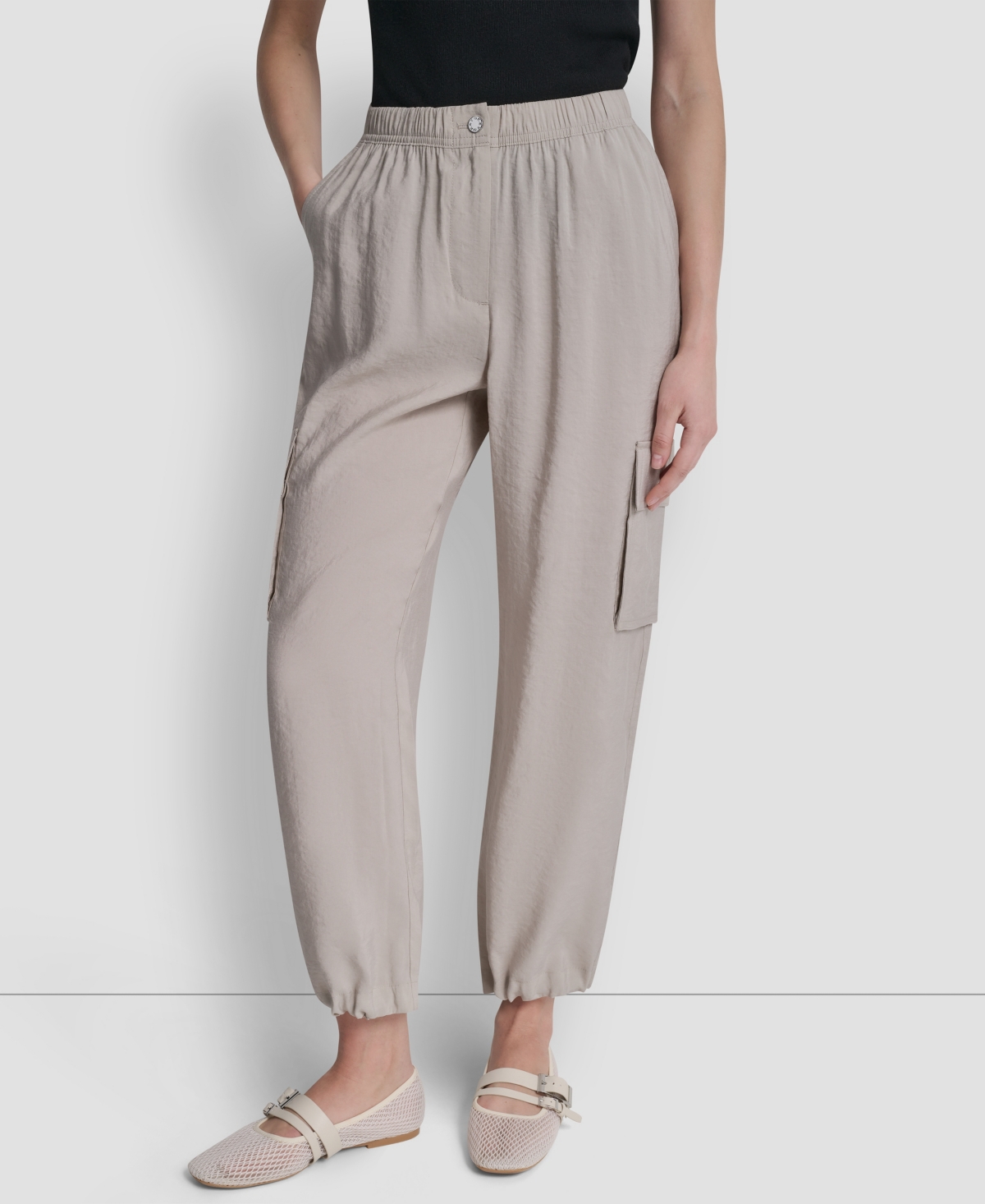 Click here for Dkny Womens Tumbled Twill Cargo Pants - Pebble prices