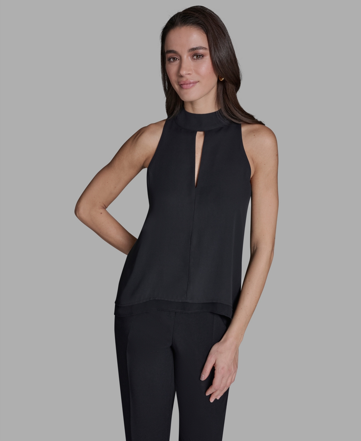 Click here for Bcbg Womens Sleeveless Halter Neck Blouse - Black prices