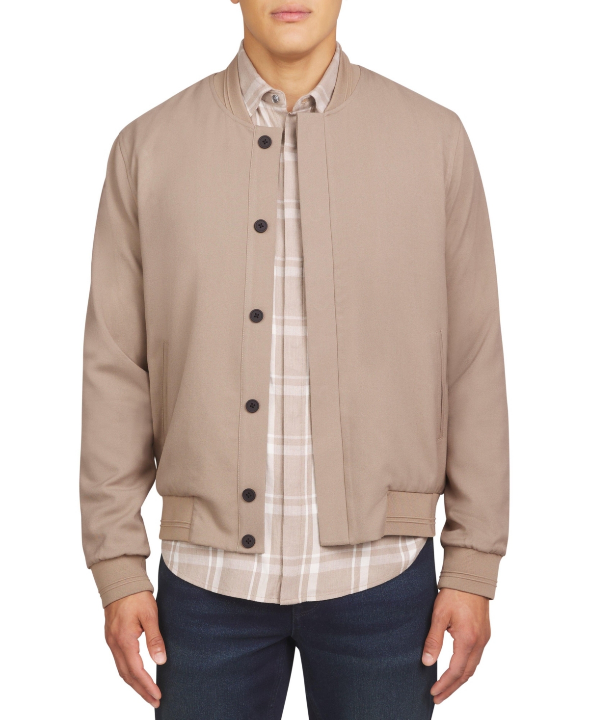 Click here for dkny Mens Cooper Bomber Jacket - Taupe prices
