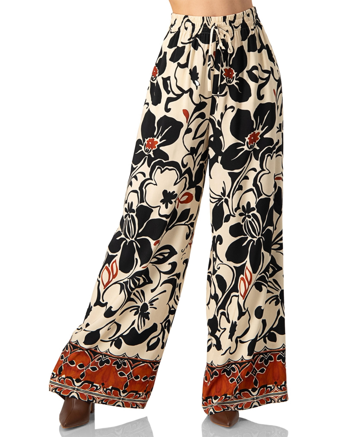 Click here for Ivonne Womens Floral Wide Leg Trousers - Multicolo... prices