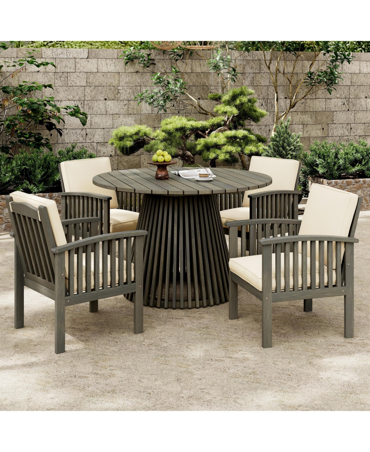 Click here for Flynama Outdoor Acacia Wood 4 Chair Set with Round... prices
