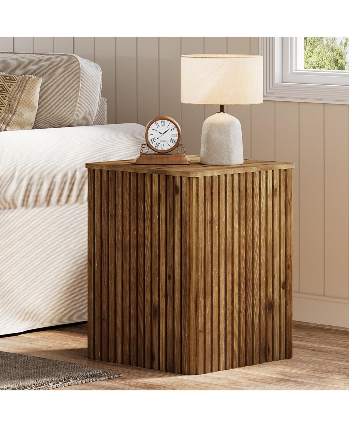 Click here for Tribesigns Solid Wood Square End Table with Storag... prices