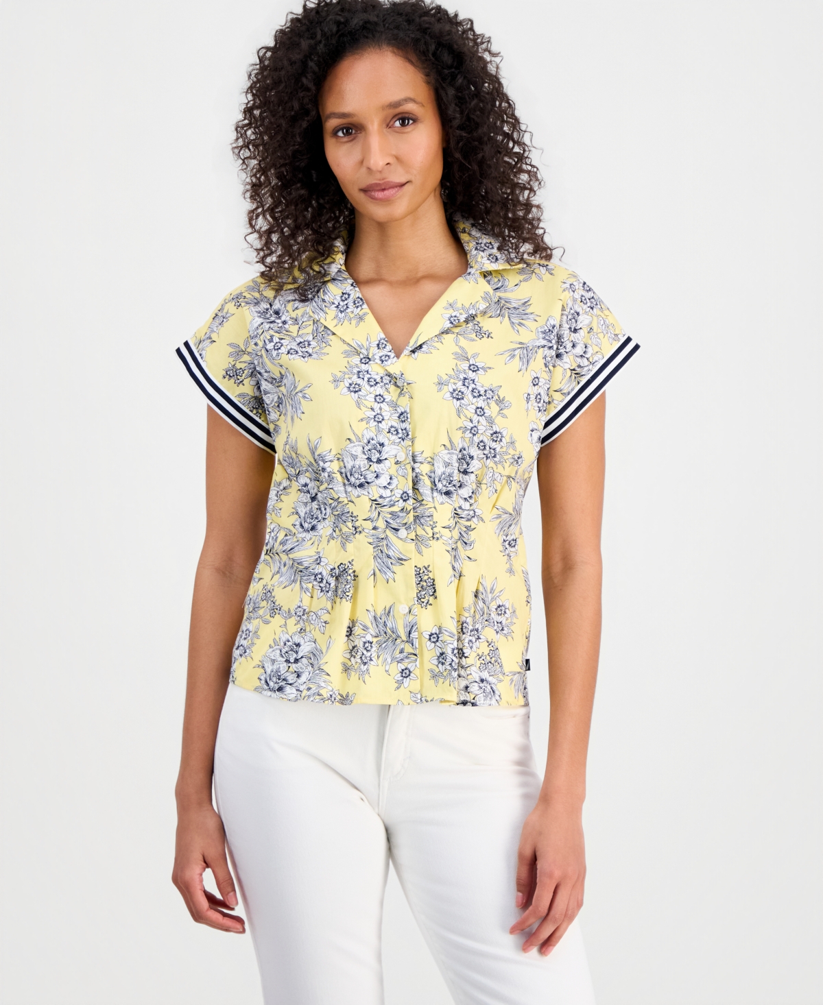 Click here for Nautica Womens Cotton Toile Button-Front Blouse -... prices