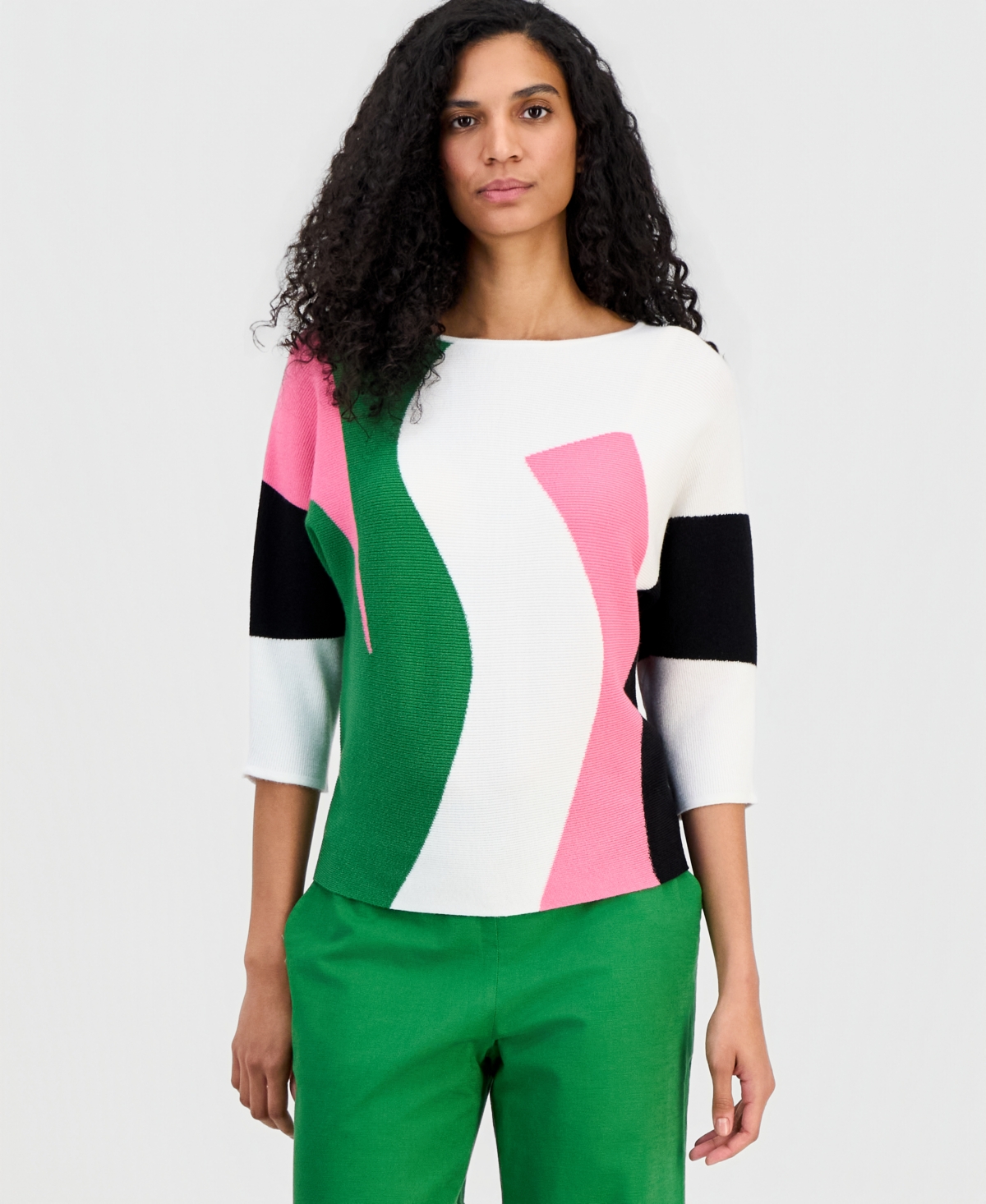 Click here for T Tahari Womens Dolman-Sleeve Boat-Neck Sweater -... prices