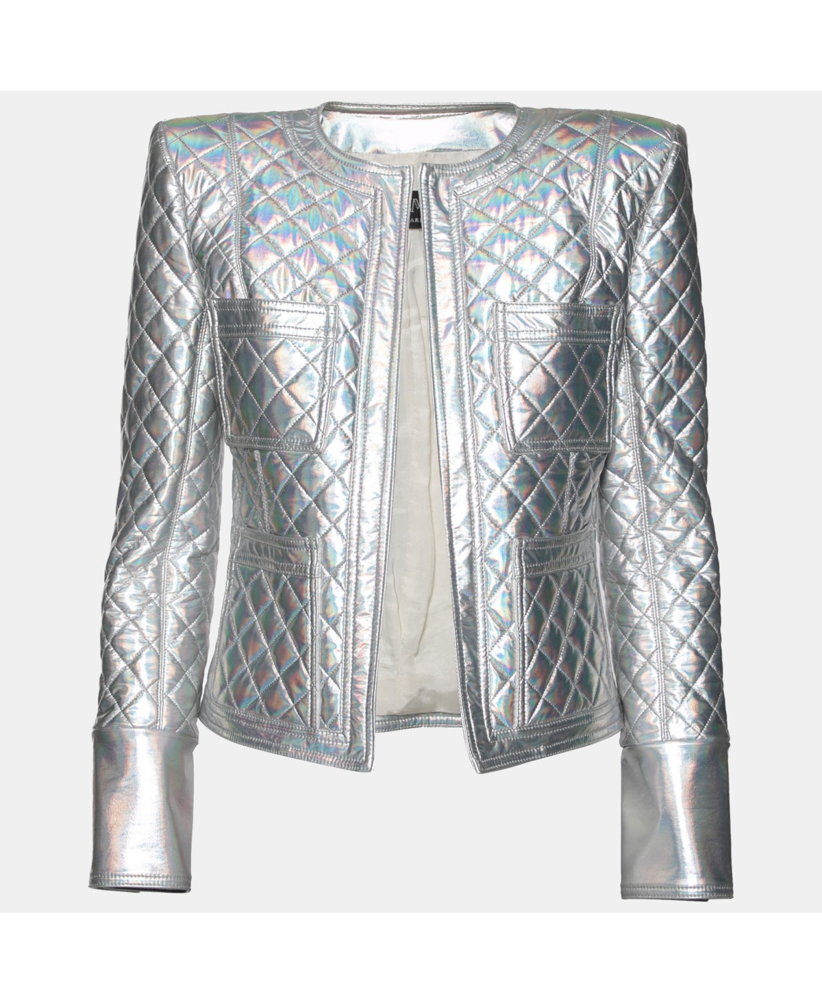 Click here for Pre-Owned Balmain Womens Silver Holographic Quilte... prices