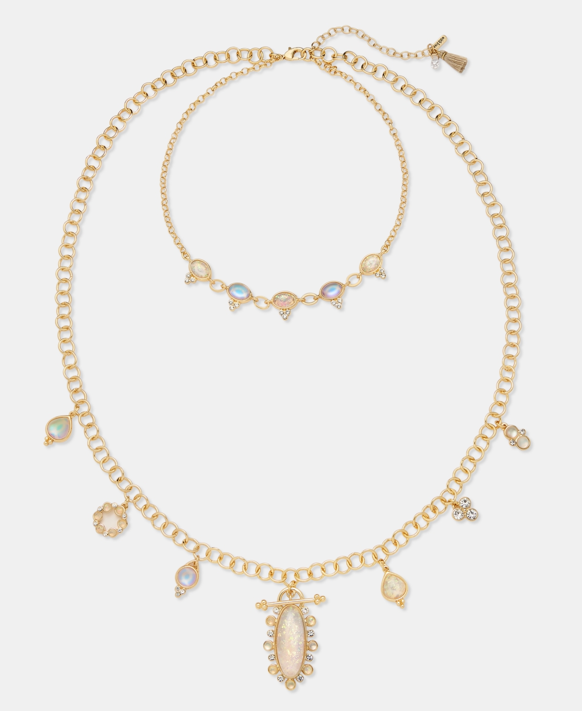 Click here for lonna & lilly Two-Row Stone Pendant Necklace - Whi... prices