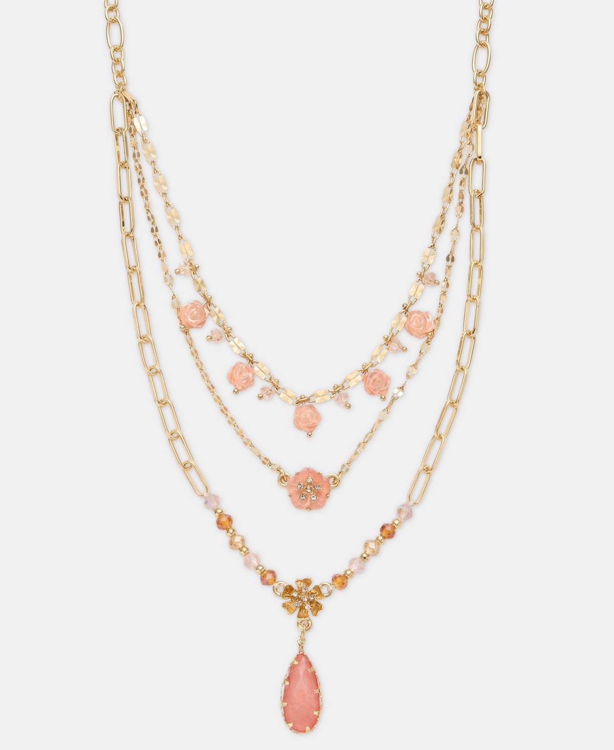 Click here for lonna & lilly Mixed Stone Flower Layered Pendant N... prices