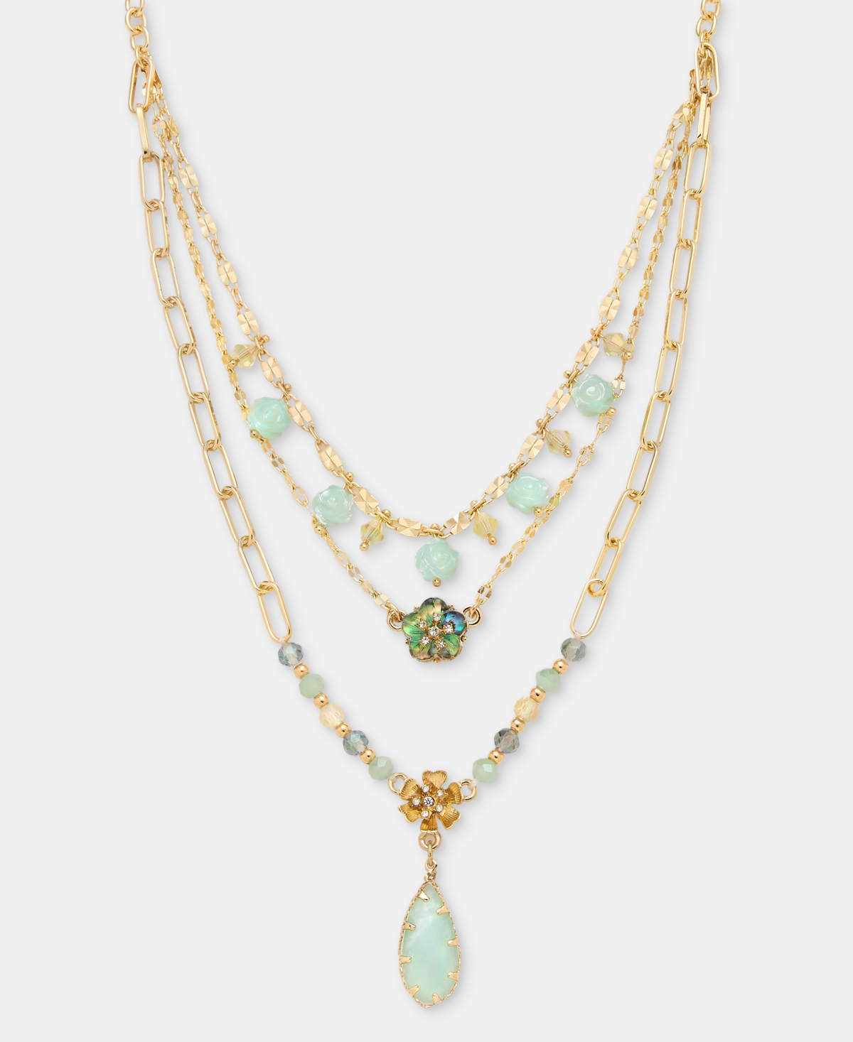 Click here for lonna & lilly Mixed Stone Flower Layered Pendant N... prices