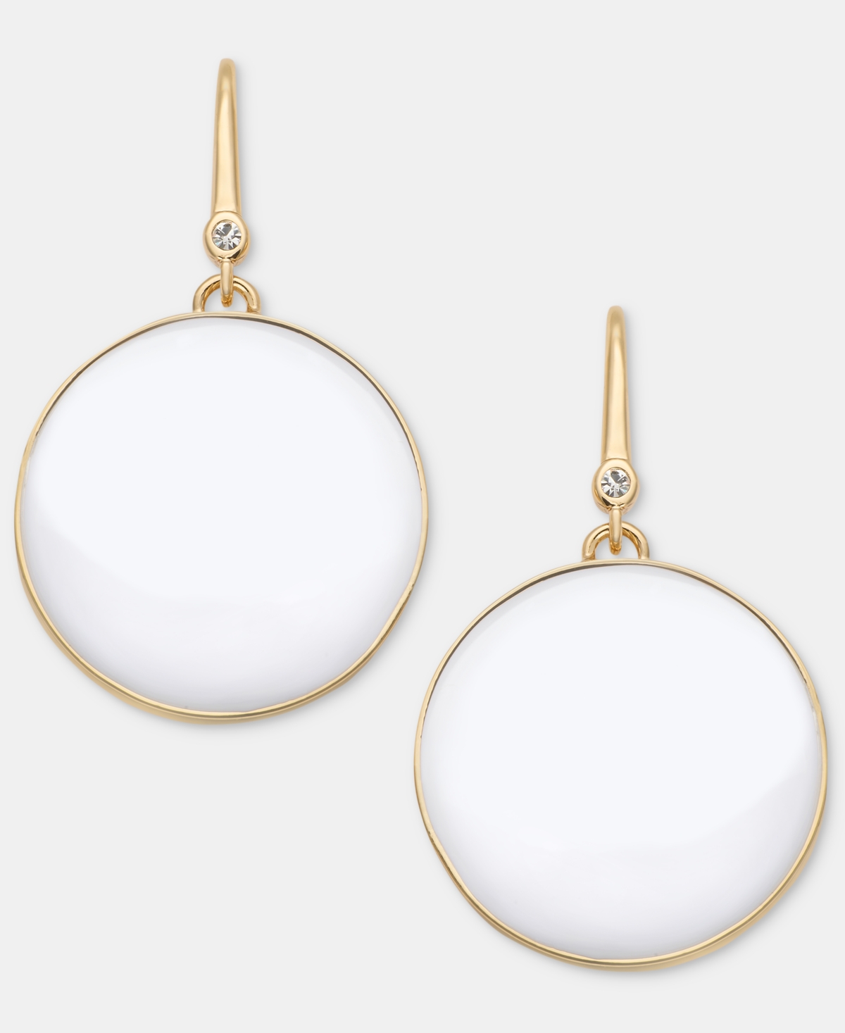 Click here for Dkny White Large Drama Inlay Drop Earrings - Cryst... prices