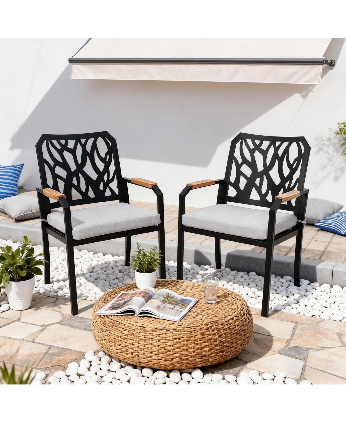 Click here for Flynama 2 Piece Bourbon Aluminum Patio Dining Chai... prices