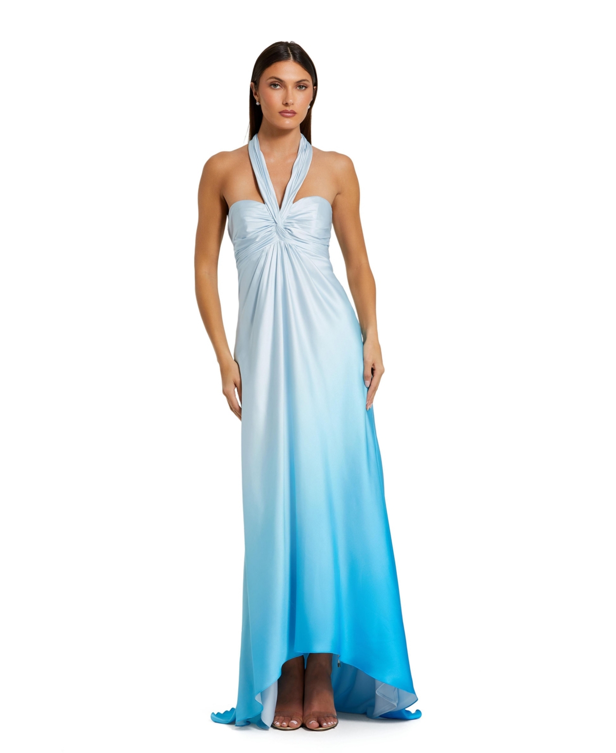 Click here for Mac Duggal Womens Charmeuse Tie Halter Neck Ombre... prices