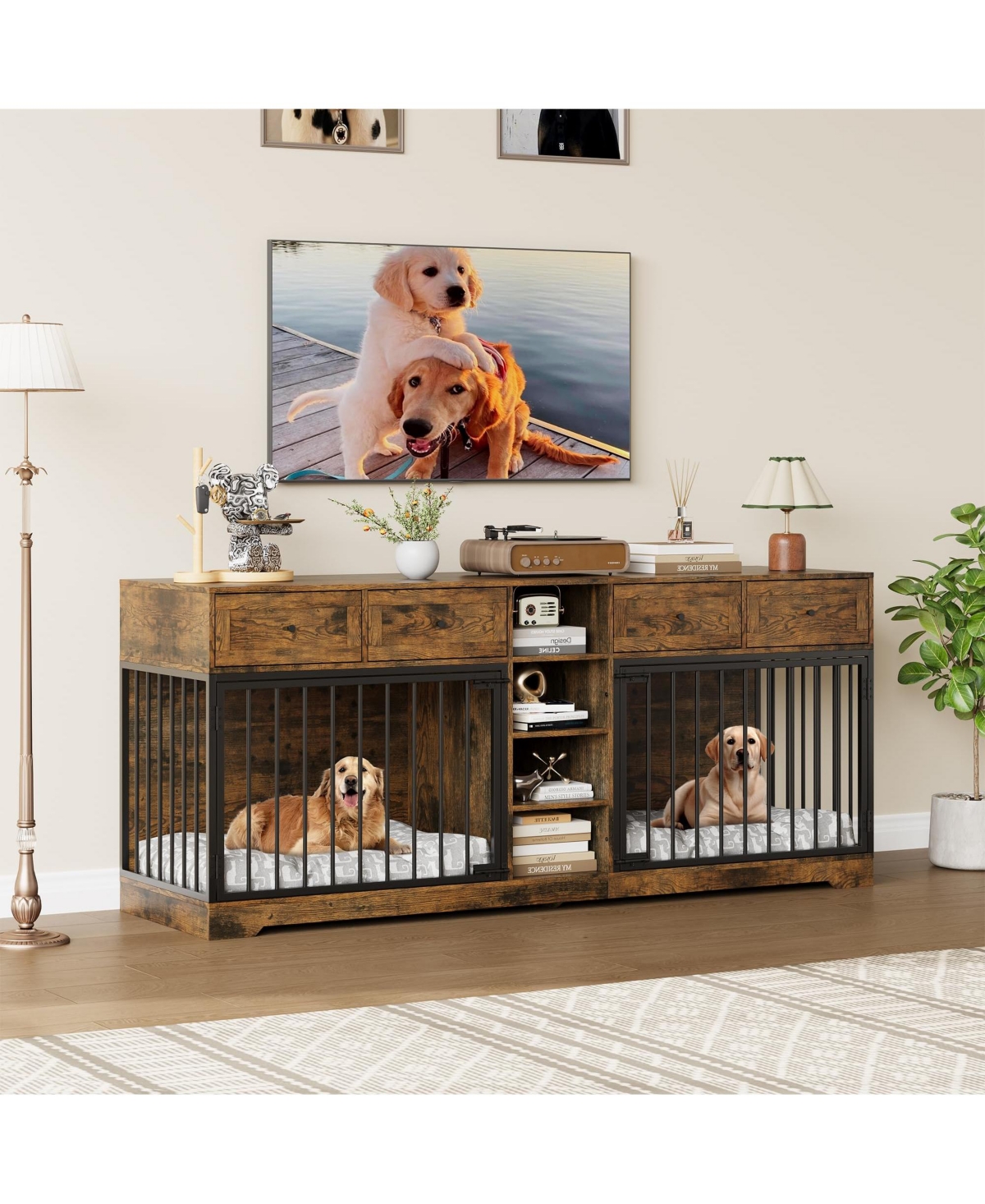 Click here for gaomon 82” Large Dog Crate for 2 Dogs  Dog... prices