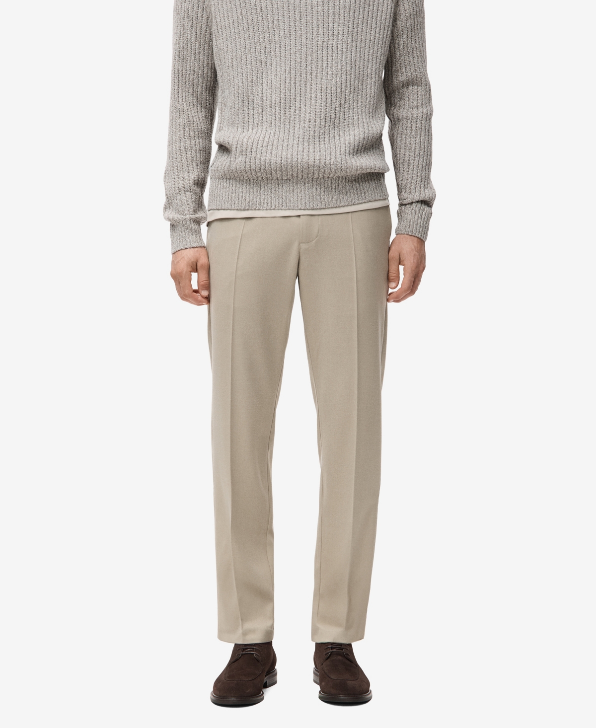 Click here for Mango Mens Fluid Regular-Fit Trousers - Sand prices