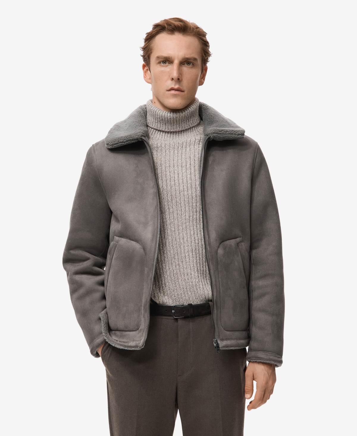 Click here for Mango Mens Fleece Lining Double Face Jacket - Medi... prices