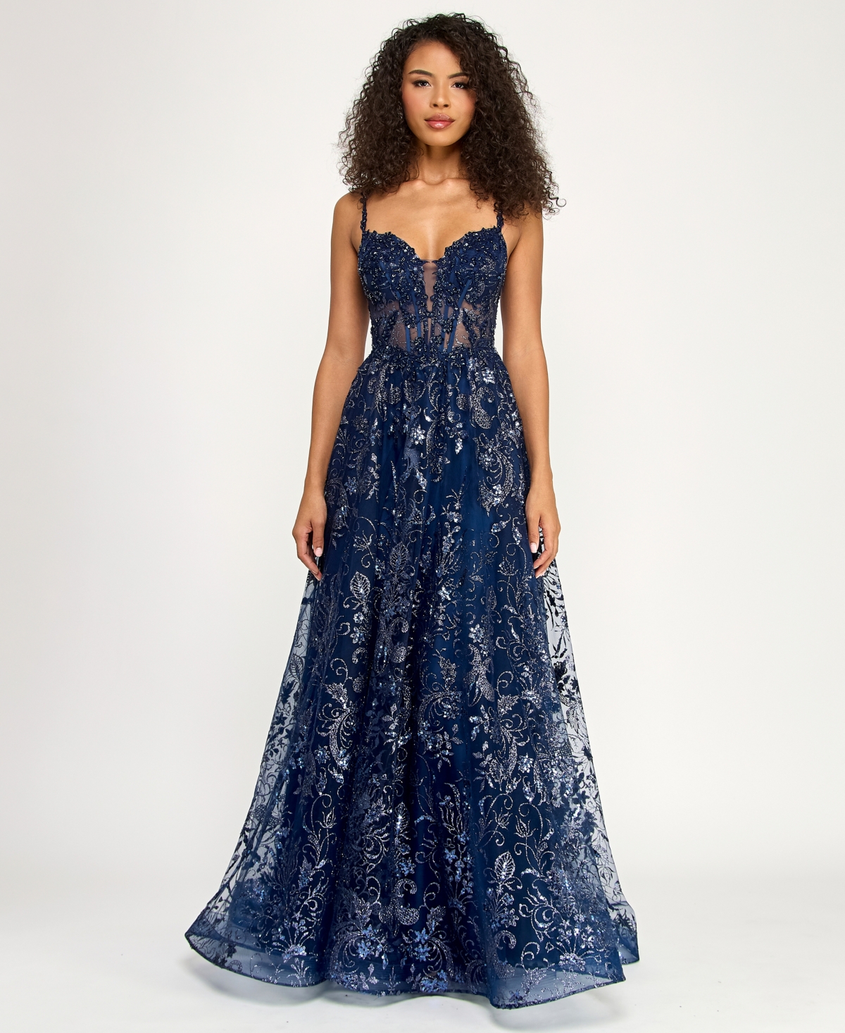 Click here for B Darlin Juniors Sleeveless Illusion Bodice Gown -... prices