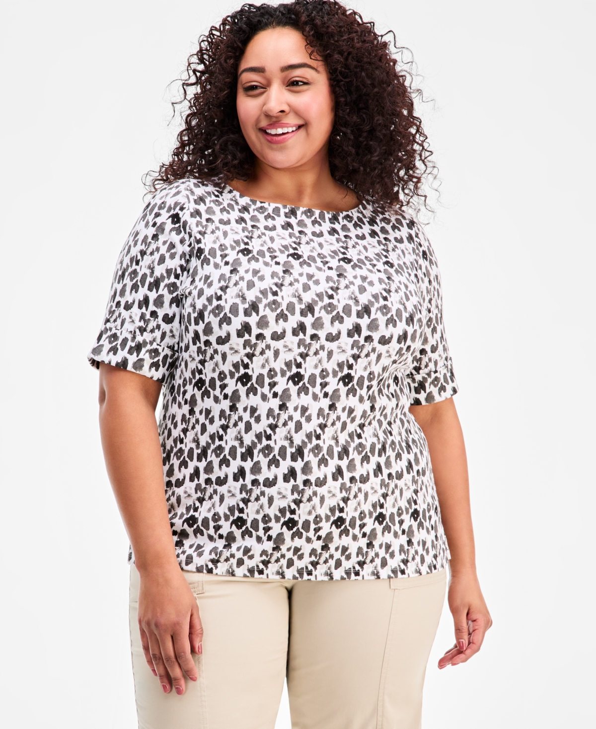 Click here for Style & Co Plus Size Boat-Neck Elbow Sleeve Cotton... prices