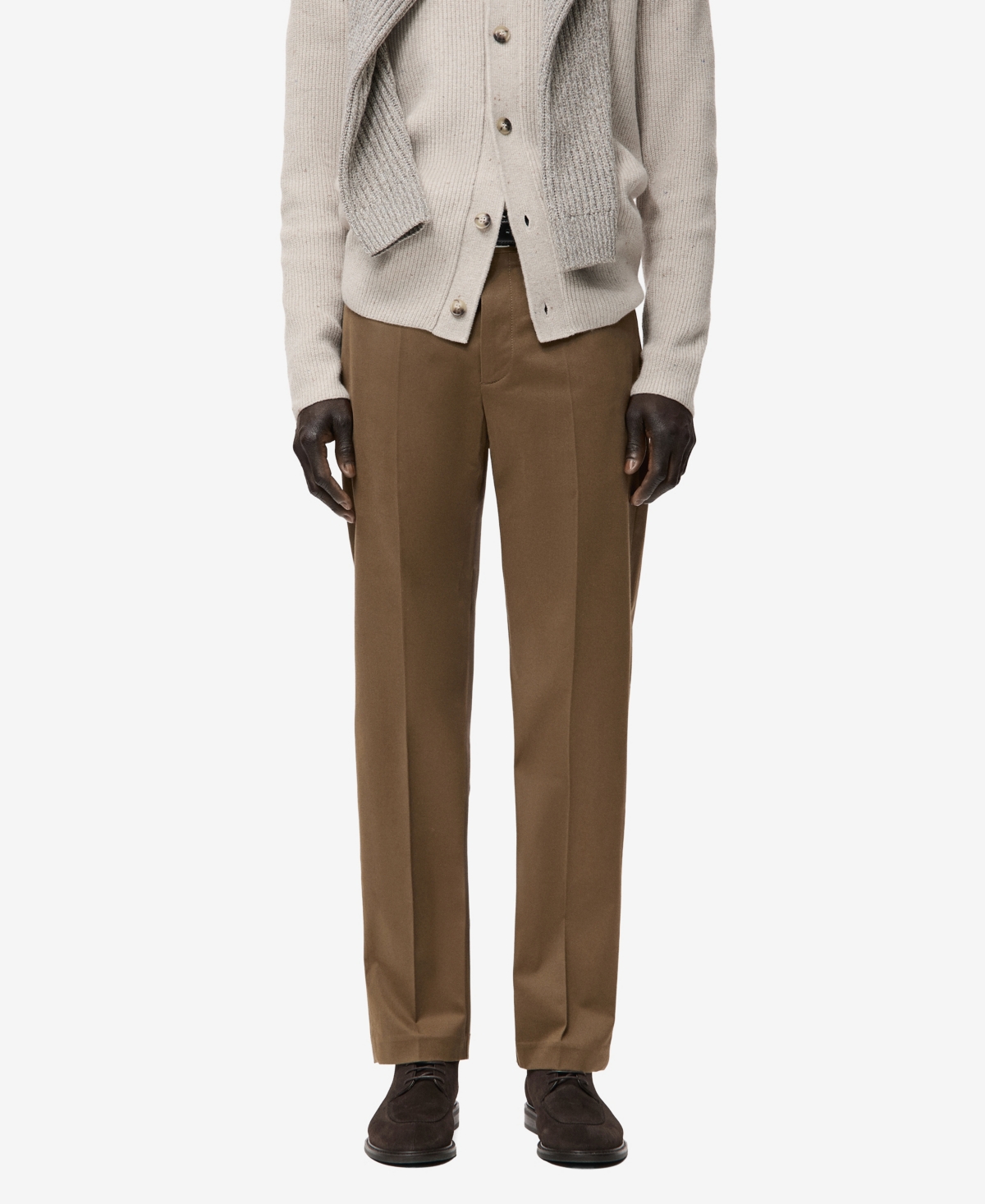 Click here for Mango Mens Regular-Fit Cotton Pants - Chocolate prices