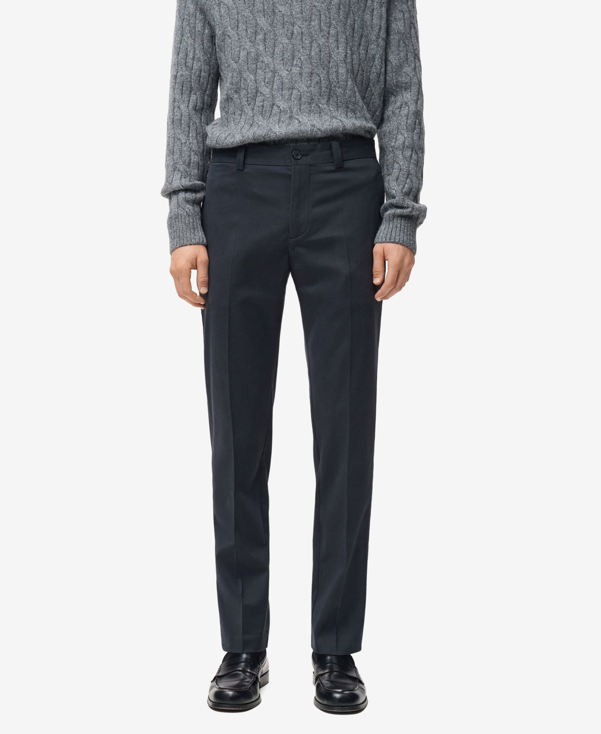 Click here for Mango Mens Regular-Fit Cotton Pants - Navy prices