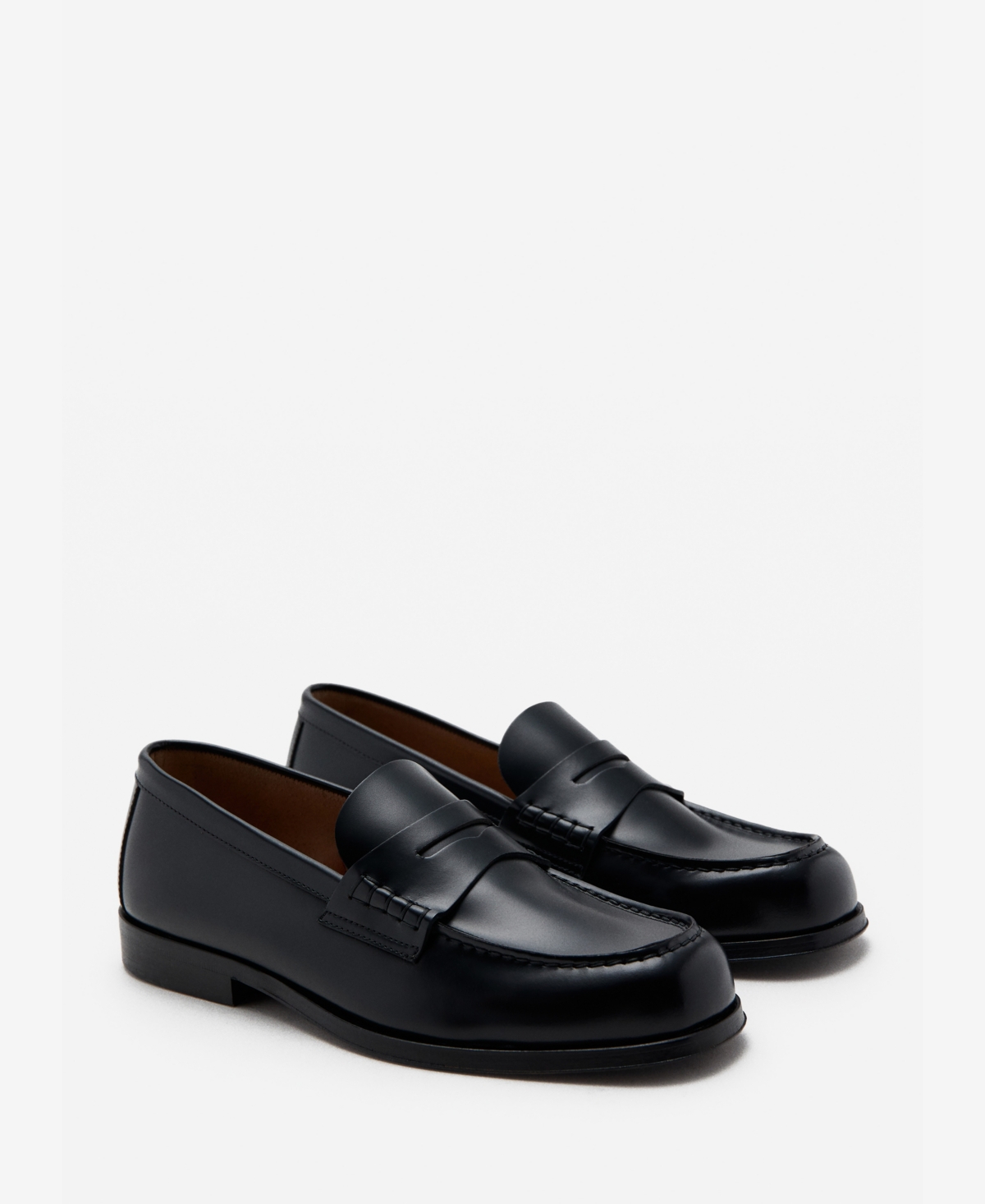 Click here for Mango Mens Leather Penny Loafers - Black prices