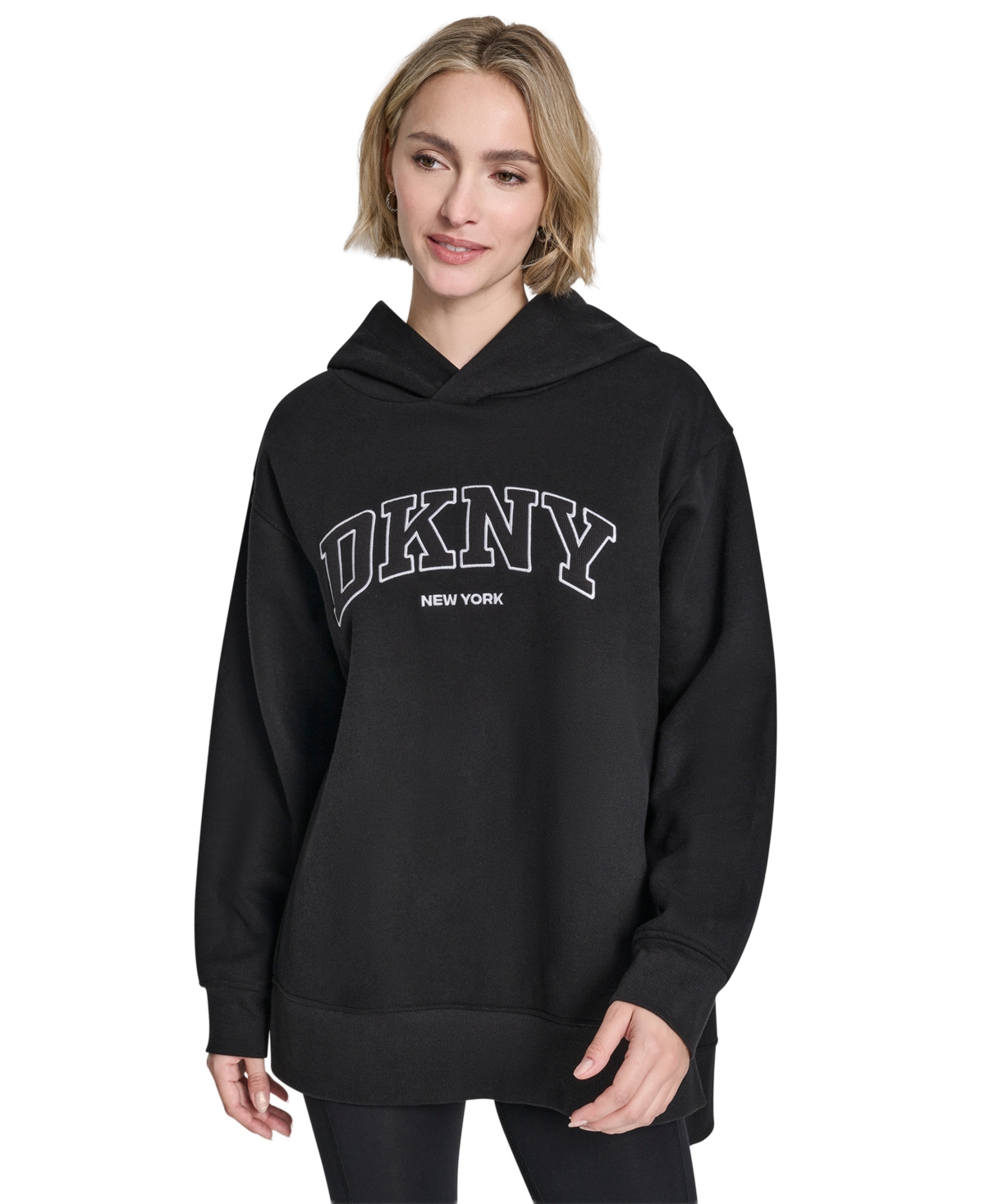 Click here for Dkny Sport Womens 3D Puff Applique Varsity Logo Ov... prices