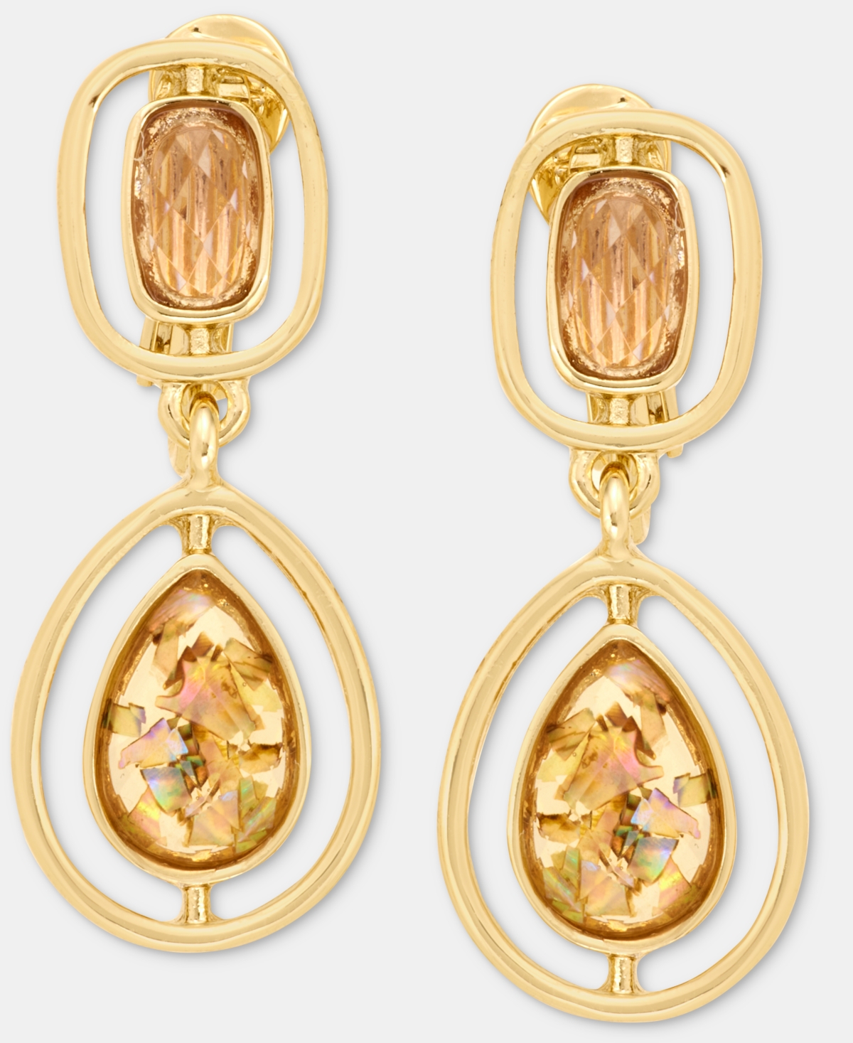 Click here for Anne Klein Double Stone Clip-On Drop Earrings - Mu... prices