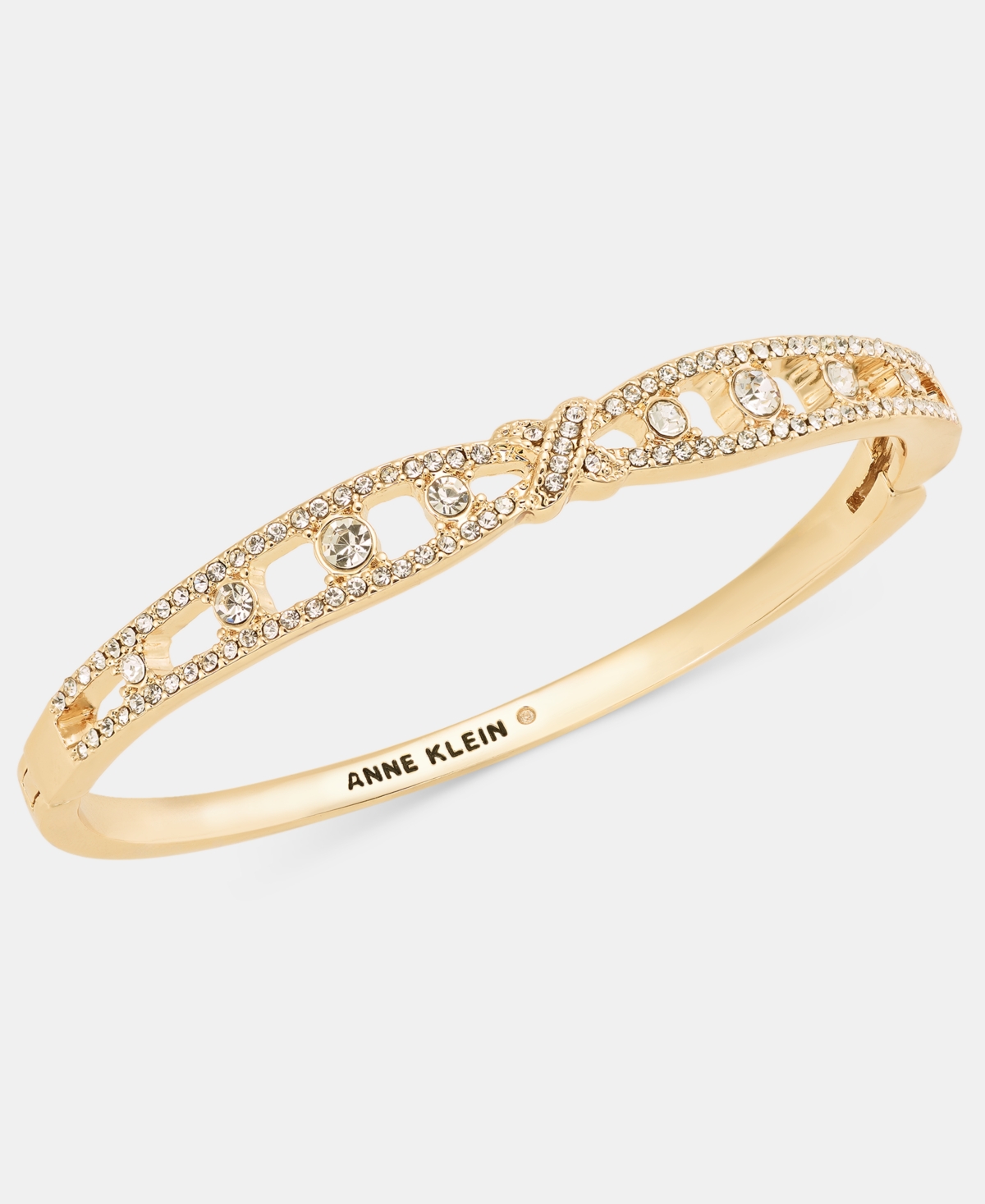 Click here for Anne Klein Crystal Openwork Bangle Bracelet - Whit... prices