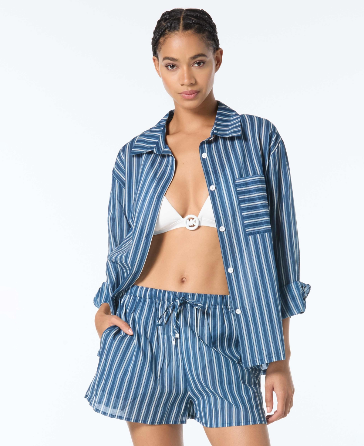 Click here for Michael Michael Kors Womens Striped Cover-Up Swim... prices