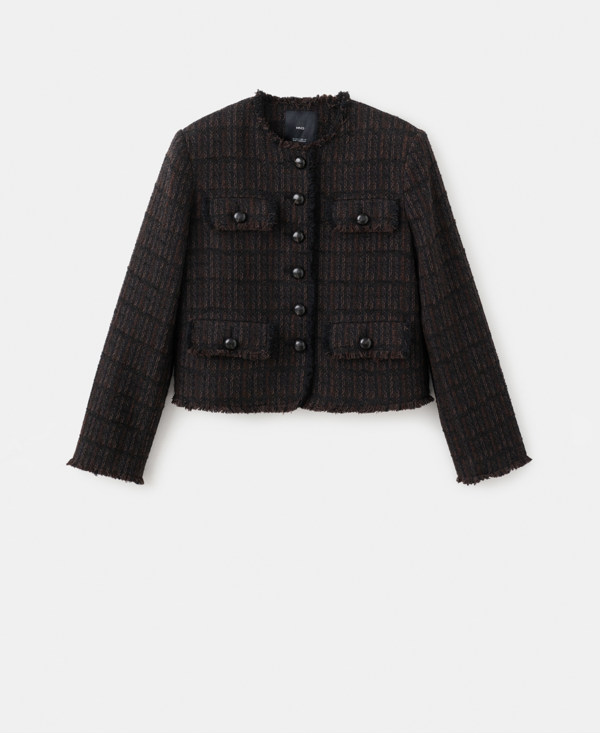 Click here for Mango Womens Pocket Tweed Jacket - Chocolate prices