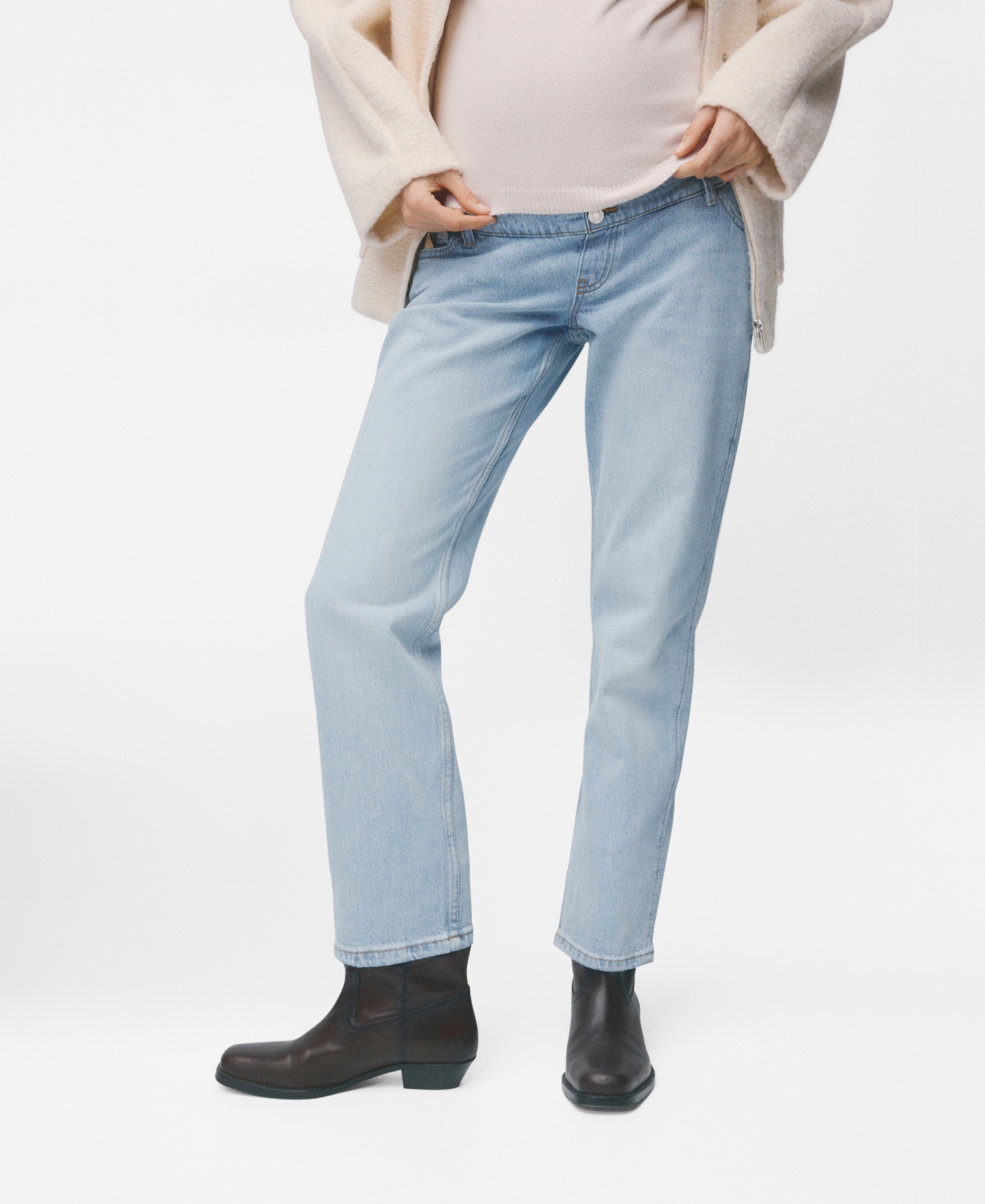 Click here for Mango Womens Maternity Straight Jeans - Medium Blu... prices