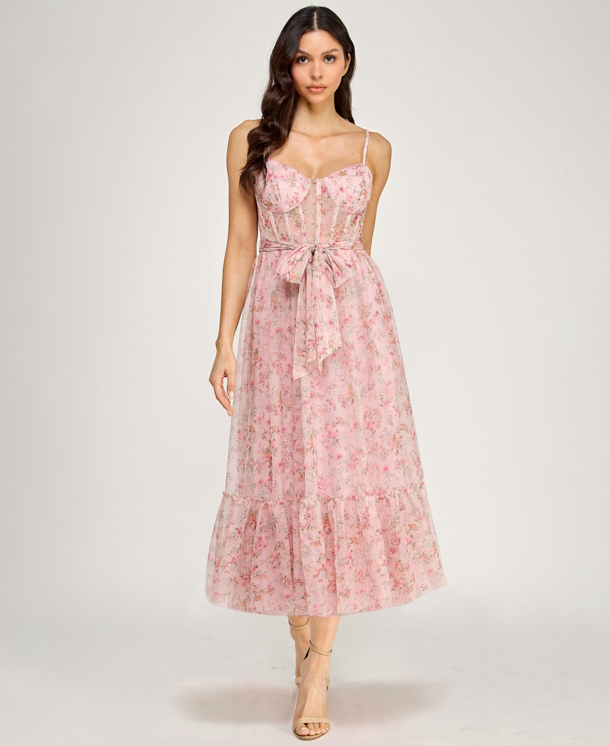 Click here for Seni & Cade Juniors Floral Glitter Midi Dress - Me... prices