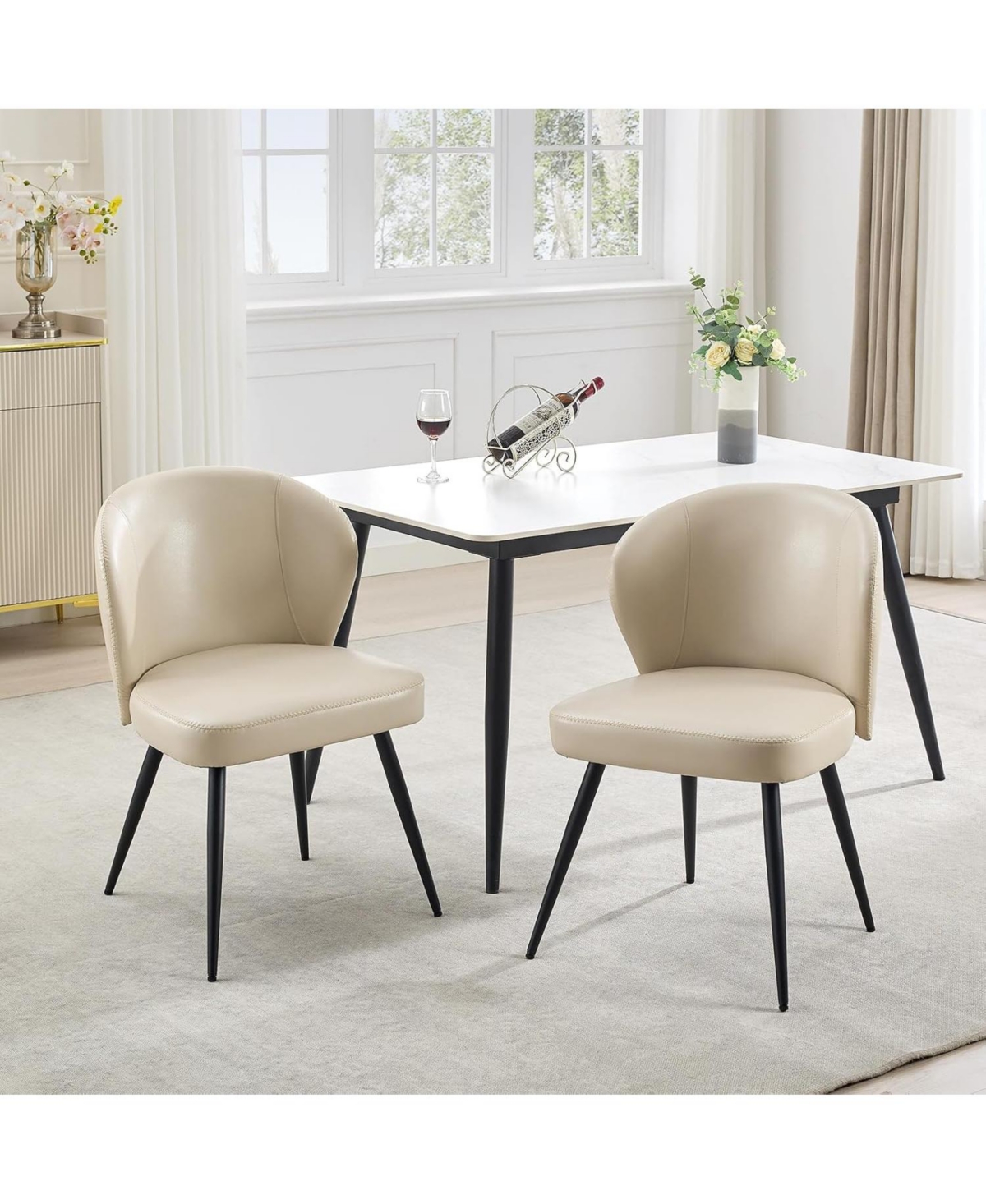 Click here for Gaomon Kitchen Table Set of 2 Modern Beige Leather... prices