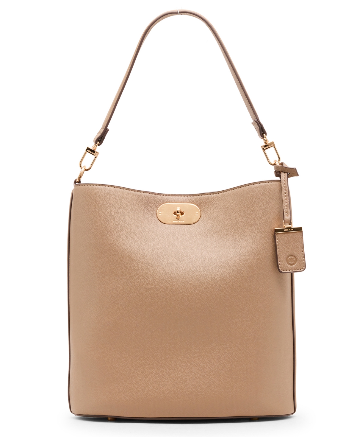 Click here for Anne Klein Small Oval Turn-Lock Bucket Bag - Beige prices