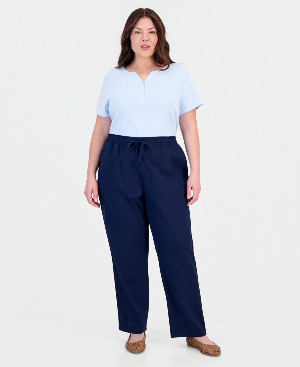 Click here for Style & Co Plus Size Tie-Waist Wide-Leg Pants  Mac... prices